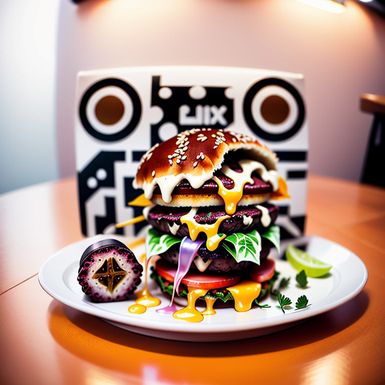 Burger in a Fast Food Cafe | ICQR - Unique QR Codes